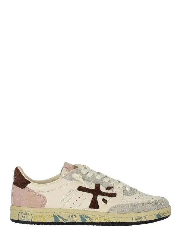 Premiata Bsktclad 8284 Leather And Suede Sneakers - White