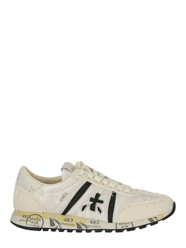 Premiata Lucydo.1 8139 Technical Fabric And Cotton Sneakers - Ivory