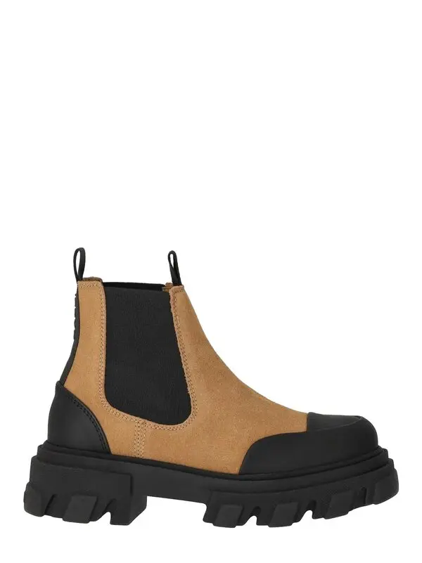 GANNI Chelsea Boots With Lug Sole - Beige