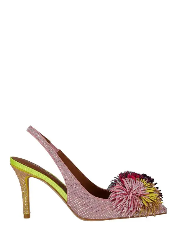 Kurt Geiger Embellished Glitter Pom Pom Slingback Pumps - Pink