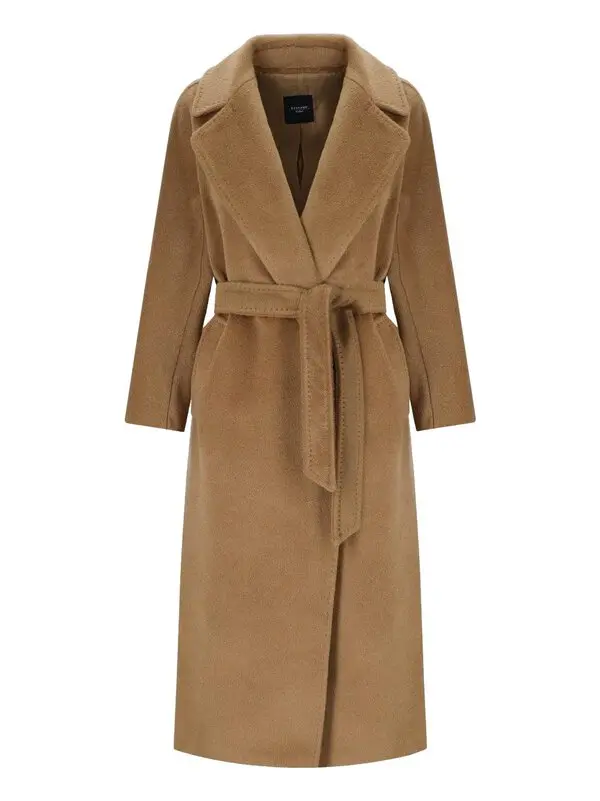 Max Mara Wool Blend Belted Coat - Brown