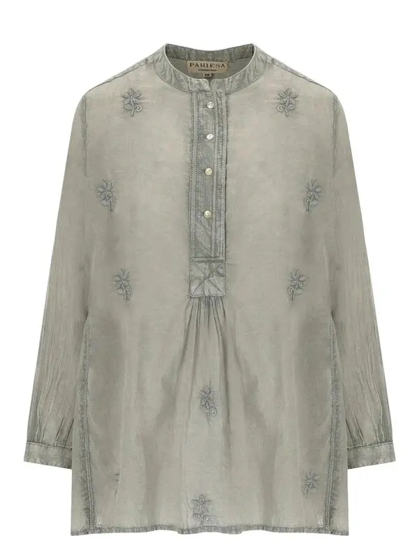PAHIESA FORMENTERA Cotton Blouse - Grey