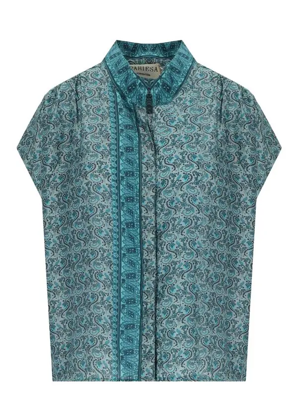 PAHIESA FORMENTERA Silk And Cotton Shirt - Light Blue