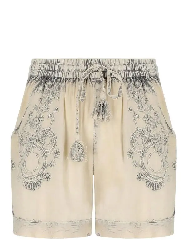 PAHIESA FORMENTERA Embroidered Viscose Shorts - Grey