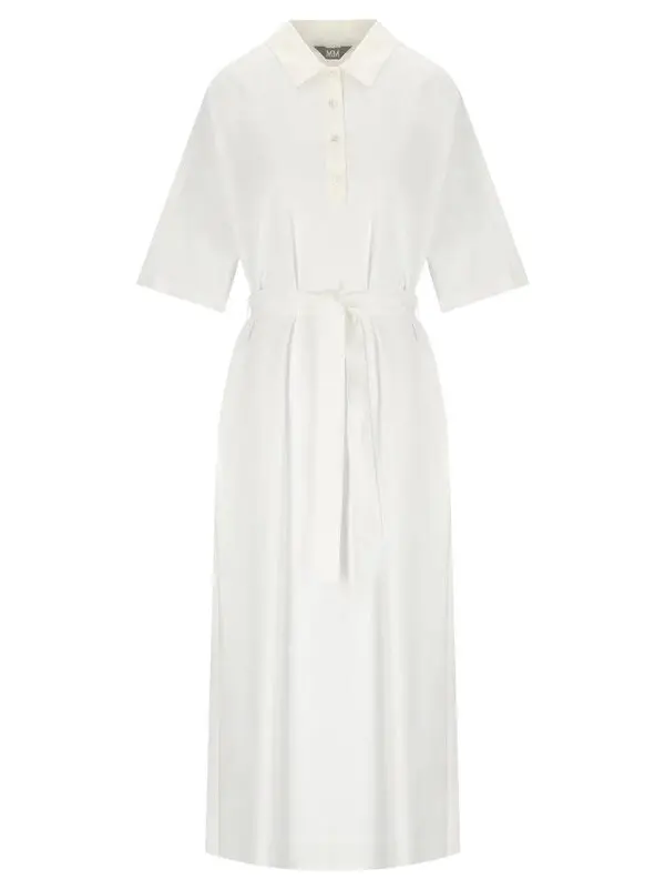 Max Mara Albero Cotton Maxi Dress With Belt - White