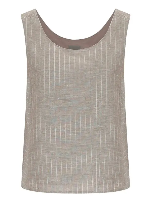 Max Mara Caliga Sleeveless Pinstripe Top - Beige