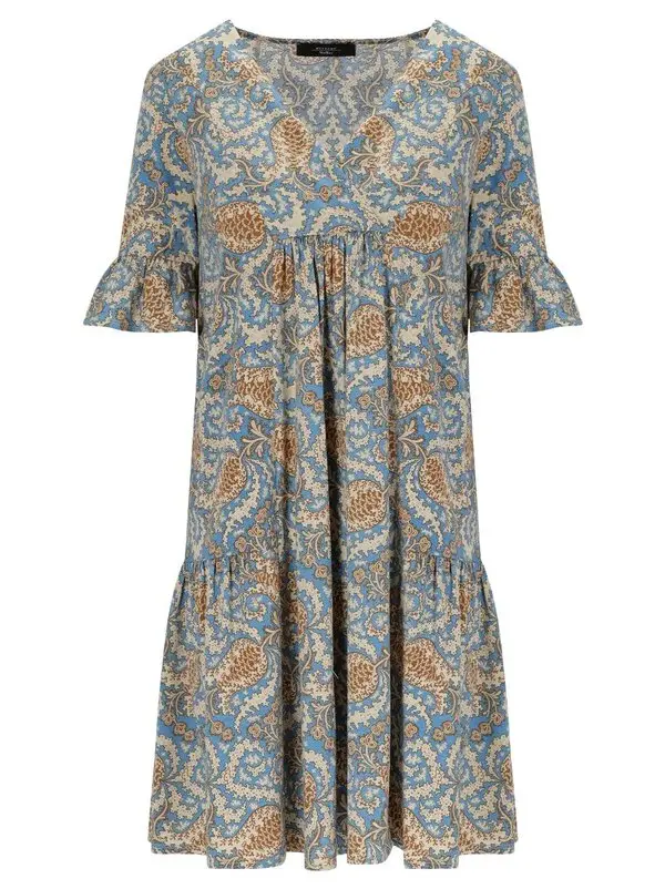 Max Mara Cotton Jersey Printed Mini Dress - Multicolor