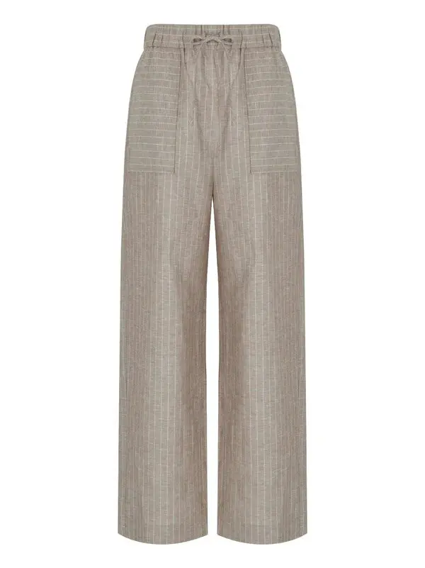 Max Mara Fauna Linen And Cotton Trousers - Beige