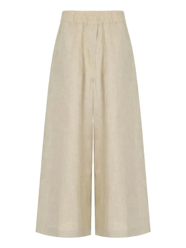 Max Mara Felino Linen Wide Leg Trousers - Beige