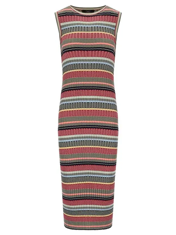 Max Mara Snob Midi Dress With Multicolored Stripes - Multicolor