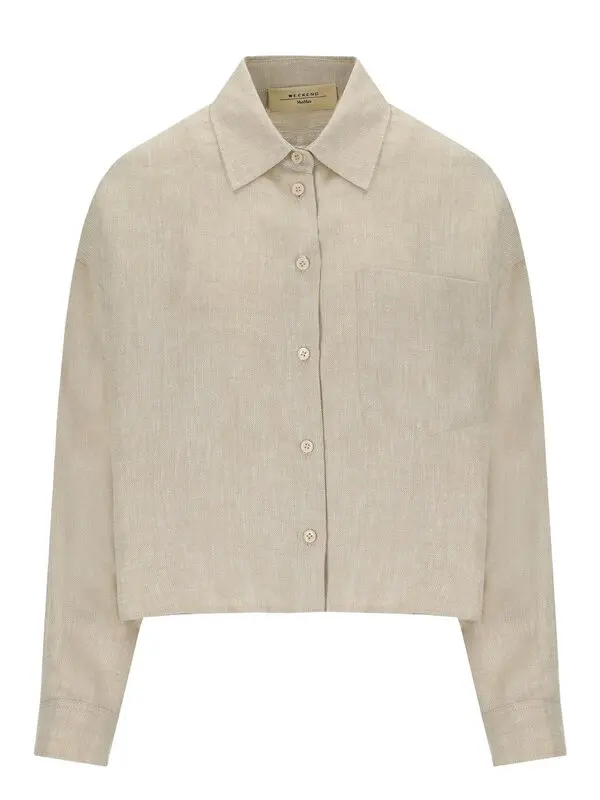 Max Mara Ecru Linen Shirt Jacket - Beige