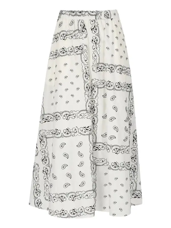 Max Mara Caravan Embroidered Cotton Poplin Skirt - White