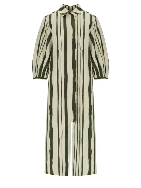Max Mara Cotton Striped Shirt Dress - Green