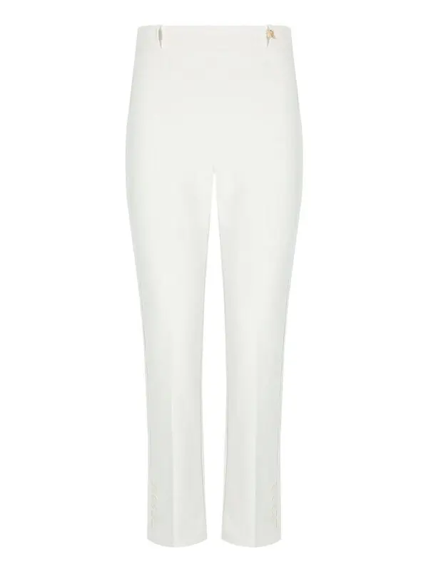 Elisabetta Franchi Double Crepe Flare Trousers With Button Embellishments - Ivory