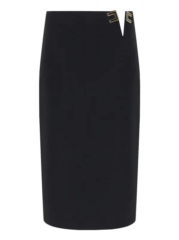 Elisabetta Franchi Midi Skirt With Logo Detail - Black