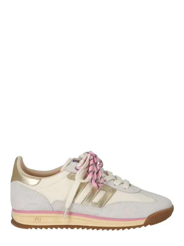 BACK 70 Jogger Sneakers In Cream Leather And Suede - White