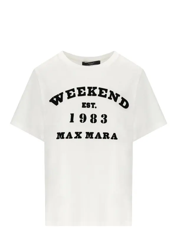 Max Mara T-shirt With Logo Appliqu - White
