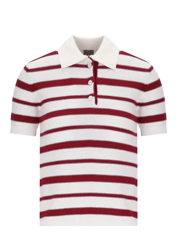 Max Mara Carioca Striped Knitted Polo Shirt - White