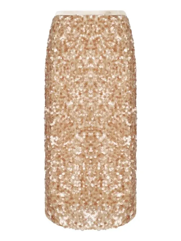 Max Mara Sequined Midi Skirt - Beige