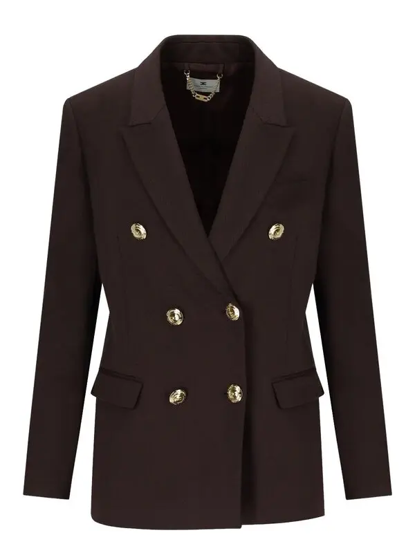 Elisabetta Franchi Double Breasted Blazer - Brown