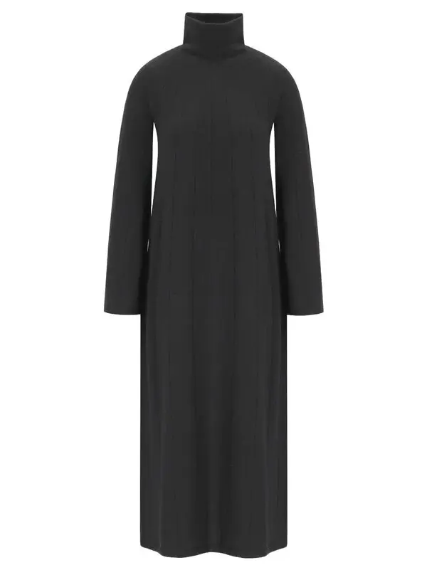 Max Mara Wool Knit High Neck Dress - Black
