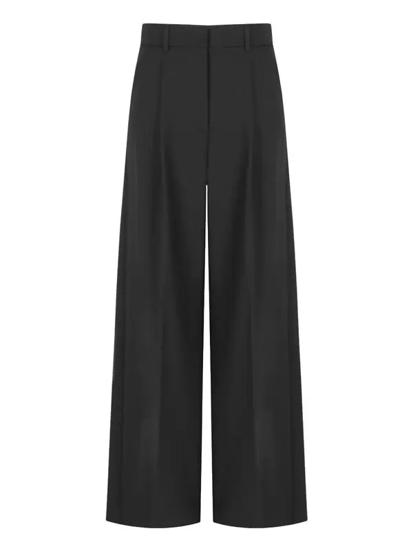 Max Mara Asta Wool Blend Wide Leg Trousers - Black