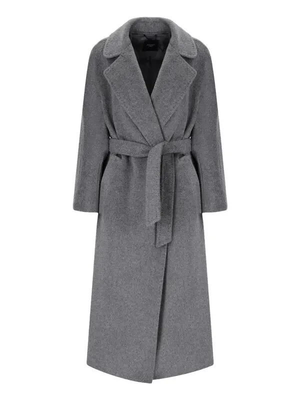 Max Mara Tempera Belted Wool Blend Coat - Grey