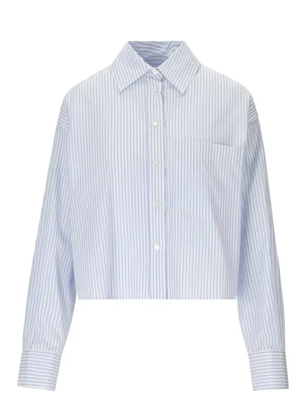 Max Mara Eden Striped Cotton Poplin Shirt - Light Blue