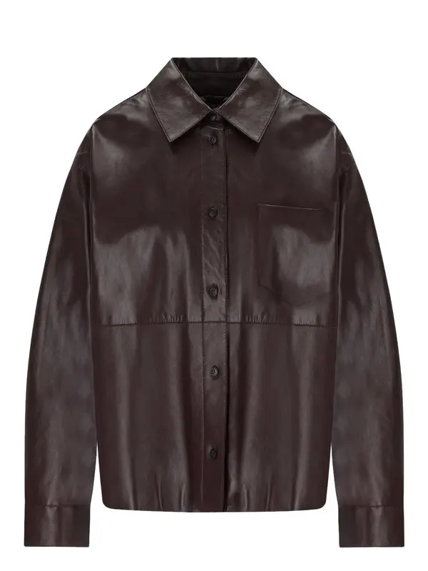 Max Mara Leather Shirt Jacket - Red