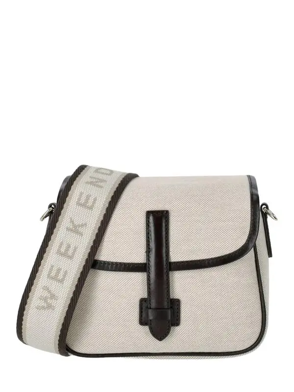 Max Mara Canvas Crossbody Bag With Leather Details - Beige