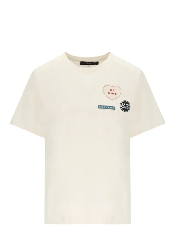 Max Mara West" T-shirt With Patches - Beige