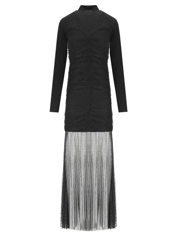 TWINSET Plumetis Long Dress - Black