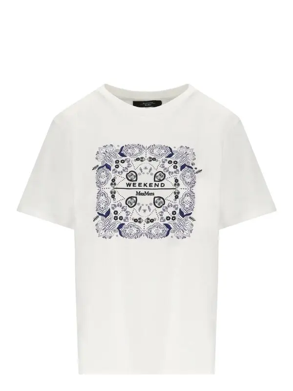 Max Mara Cotton T-shirt With Graphic Print - White