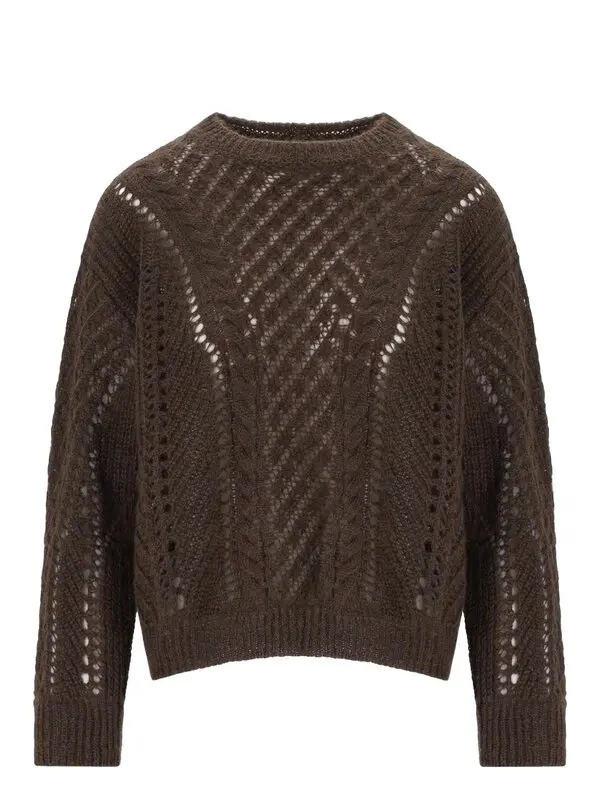 TWINSET Chocolate Perforated Crewneck Sweater - Brown
