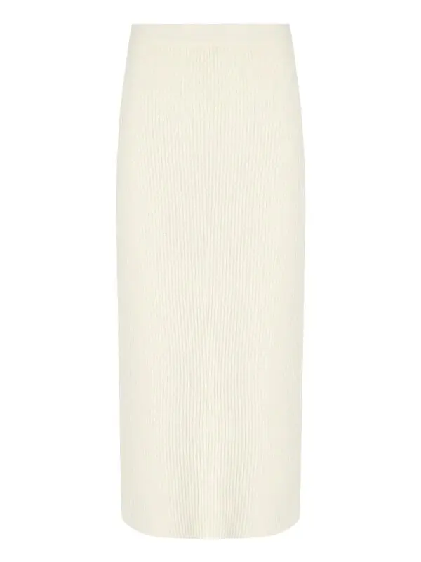 TWINSET Knitted Midi Skirt With Ribbed Detailing - White