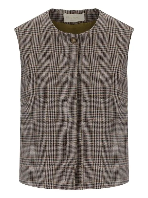 K.K. Checked Vest - Beige
