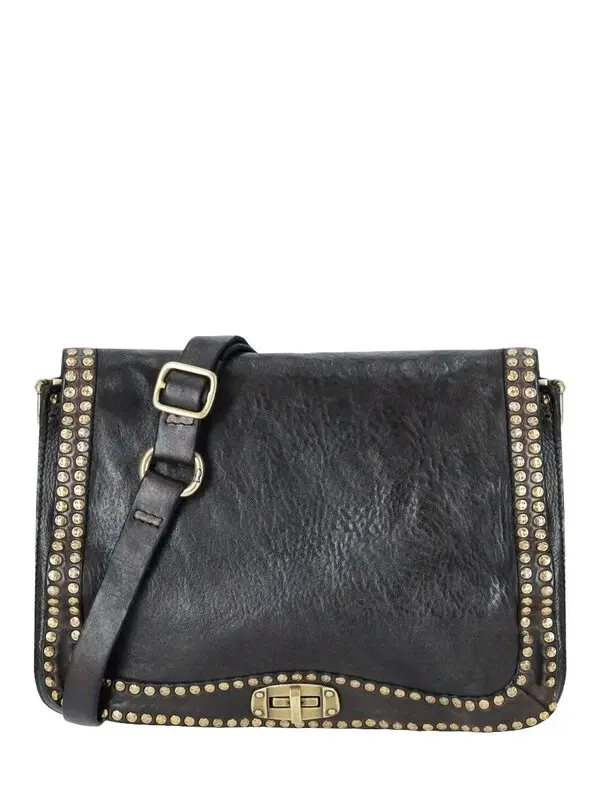CAMPOMAGGI Paola Leather Crossbody Bag With Stud Embellishments - Grey