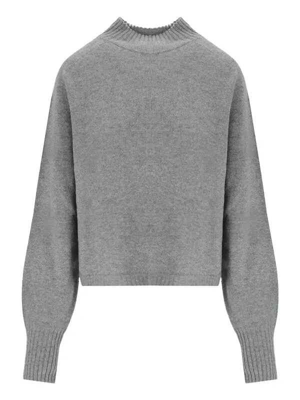 TWINSET Wool And Cashmere Blend Turtleneck Sweater With Lurex Stripes - Grey