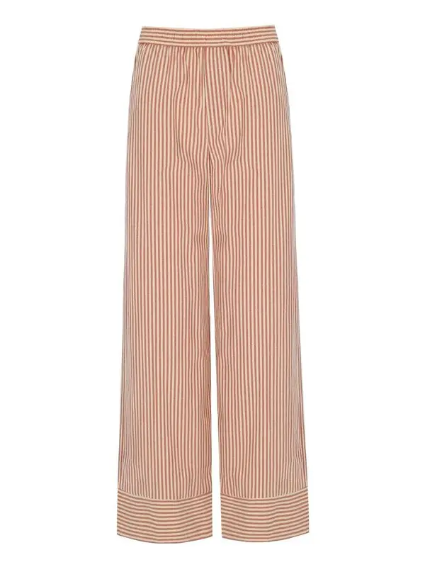 TRAFFIC PEOPLE Charlie Trousers Ecru And Brick Stripes - Red