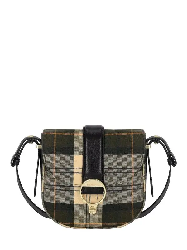 Barbour Tartan Crossbody Bag With Leather Trim - Green