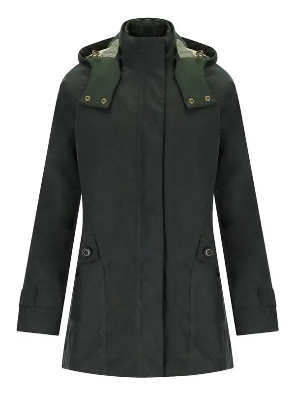 Barbour Waxed Cotton Hooded Jacket - Green