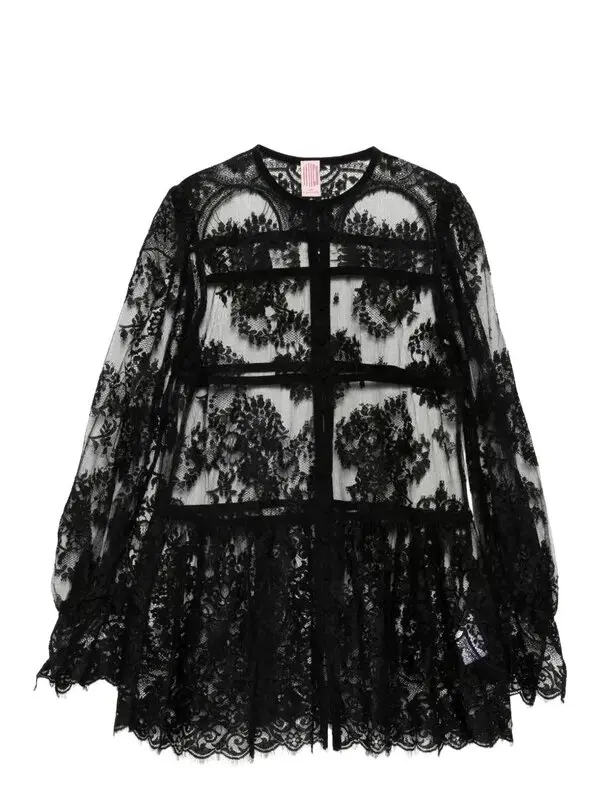 FETICO Lace-panelled Peplum-hem Blouse - Black
