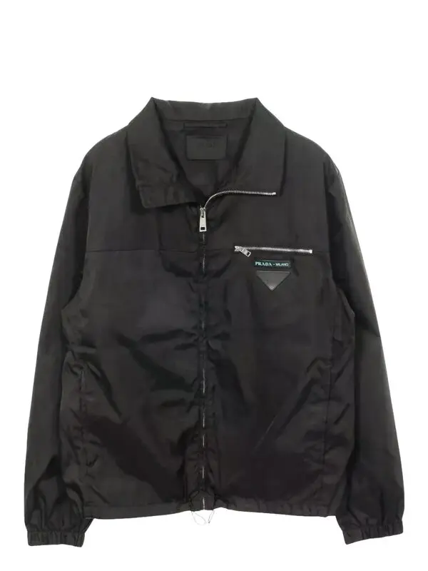 Prada Triangle Patch Zip-up Jacket - Black