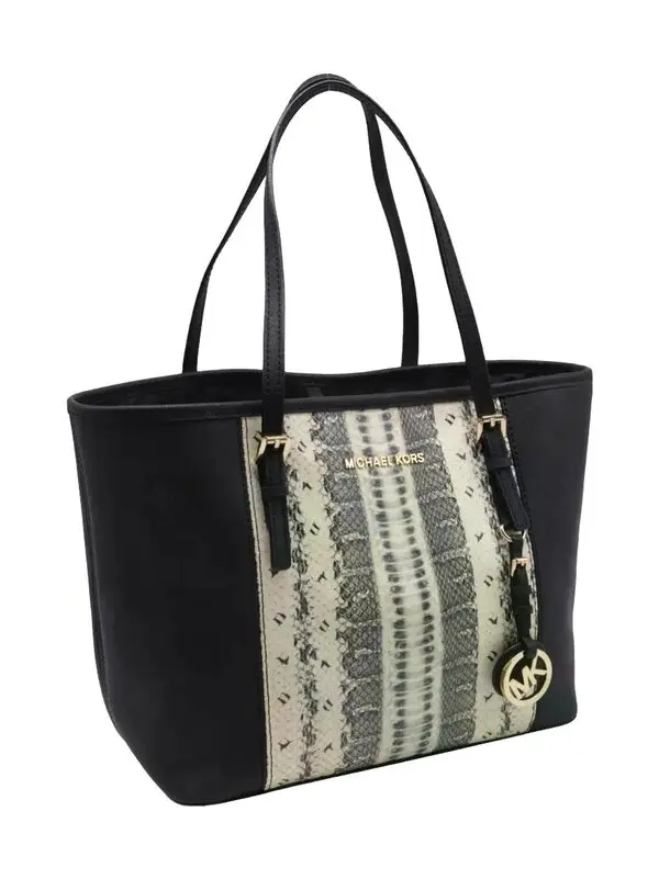 Michael Kors Saffiano Leather Anaconda-print Tote Bag - Black