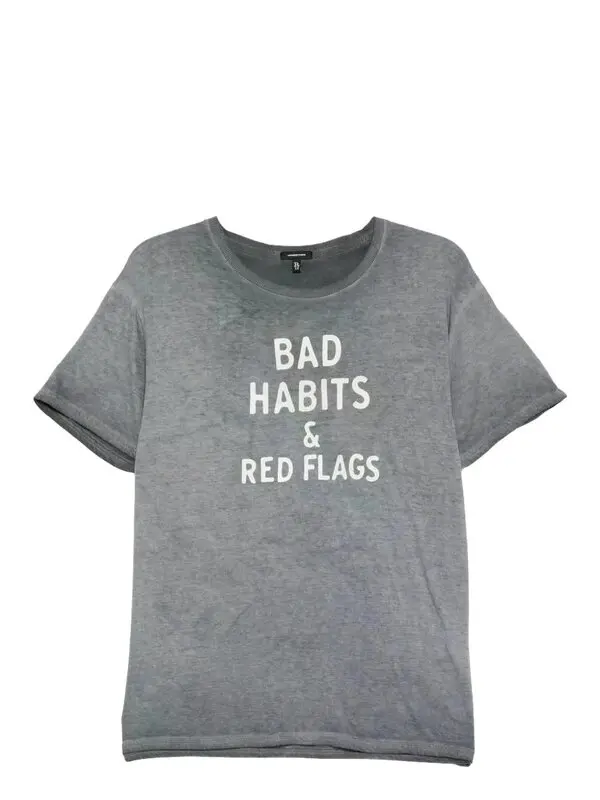 R13 Washed-effect Slogan Print T-shirt - Blue