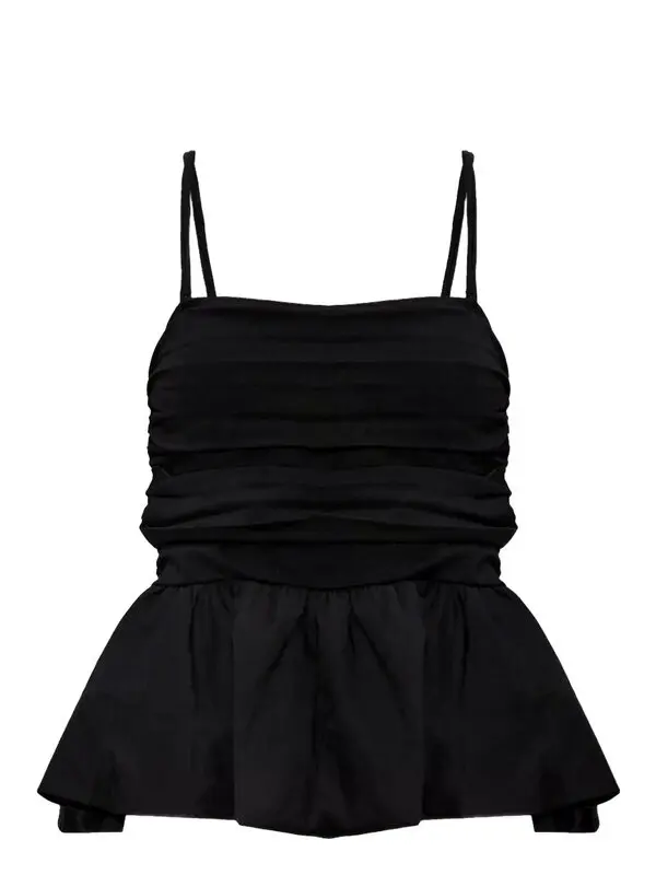GESTUZ Erin Ruched Peplum Top - Black