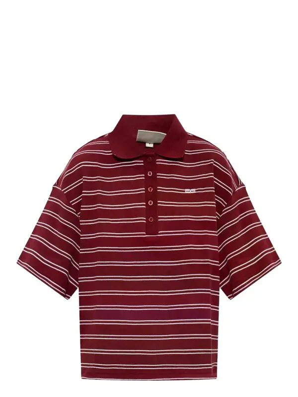 GESTUZ Pilova Striped Short-sleeve Polo Shirt - Red