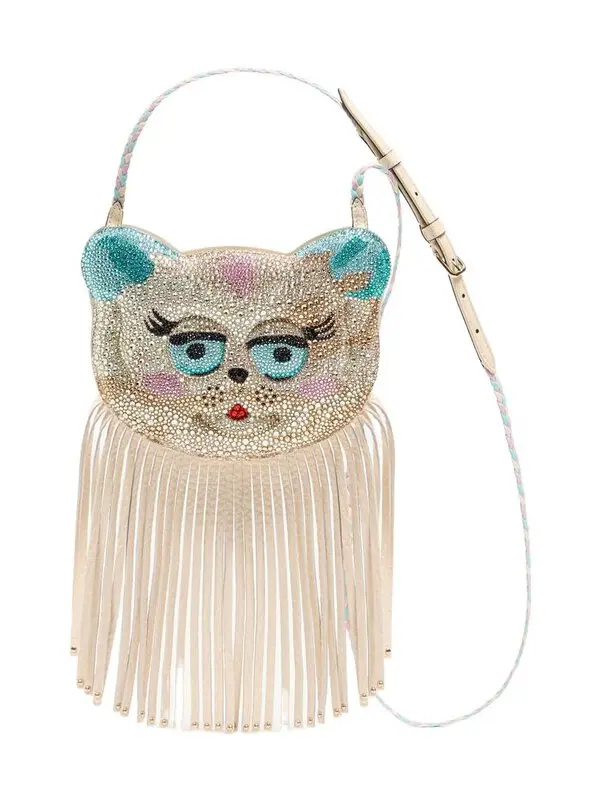 Valentino Garavani Le Chat De La Maison Shoulder Bag With Rhinestones - Butter