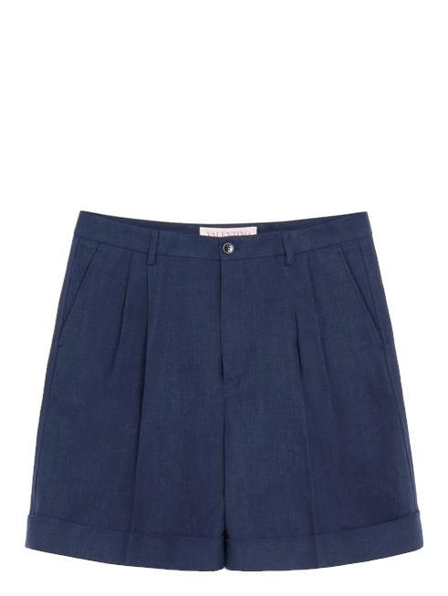 Valentino Garavani Linen Cuffed Bermuda Shorts - Blue