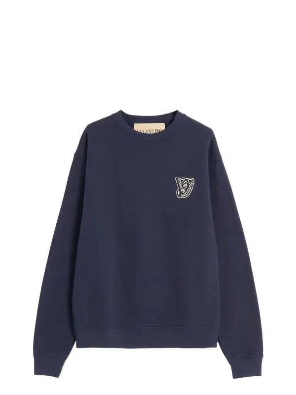 Valentino Garavani Sweatshirt With Embroidered Vg Patch - Blue